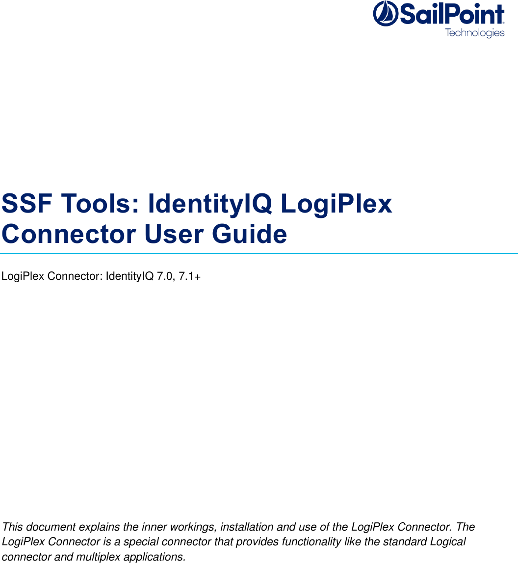 SSF Tools Logi Plex Connector User Guide