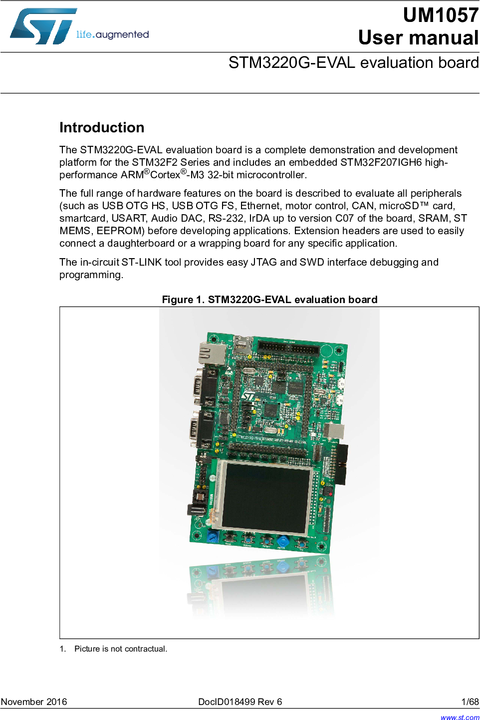 STM3220G EVAL Evaluation Board User Manual