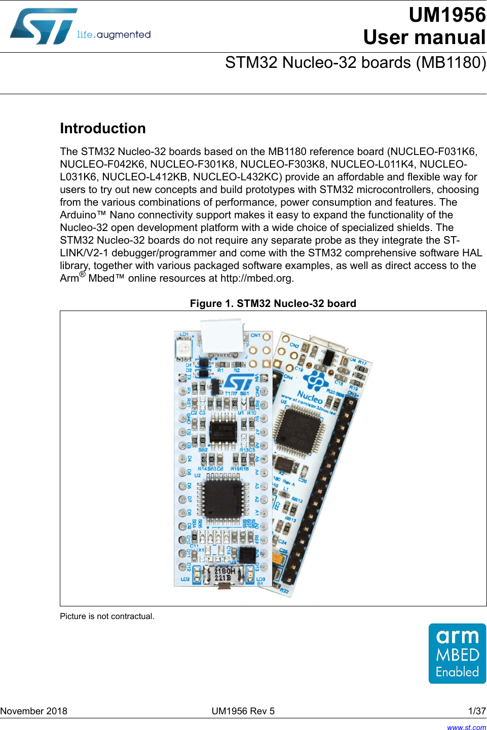 STM32 Nucleo 32 Boards (MB1180) User Manual STM32Nucleo F303K8