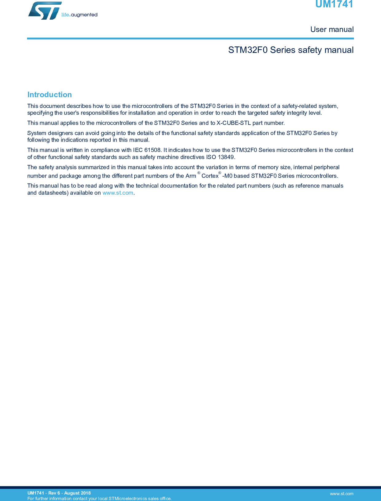 User Manual UM1741 STM32F0 Series Safety