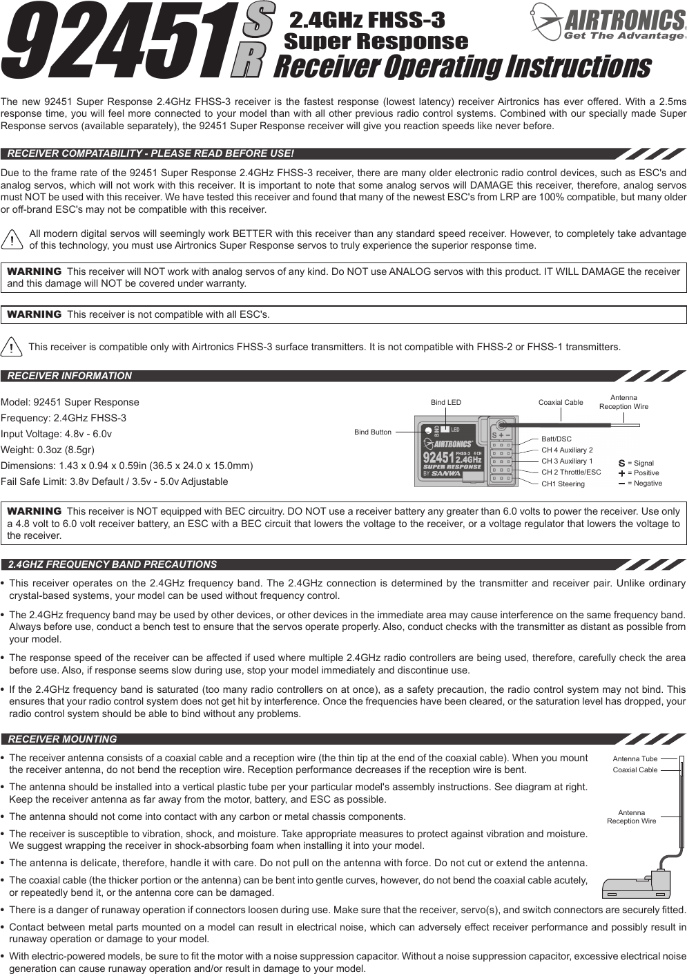 Sanwa RX 451R Receiver Users Guide