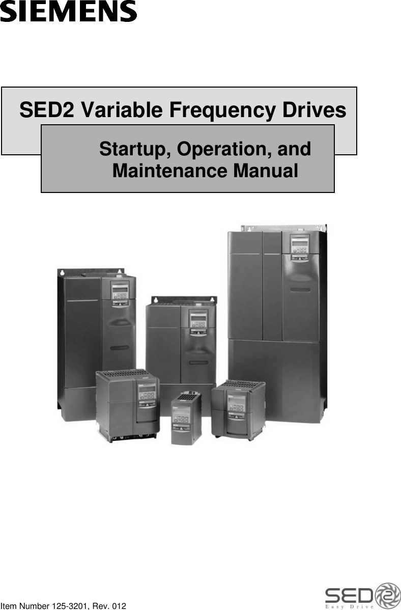 125 3201 Siemens SED2 Startup Drive Only