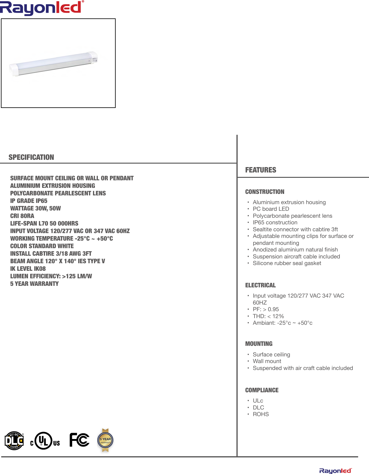 Spec Sheet HBLT Rayon LED