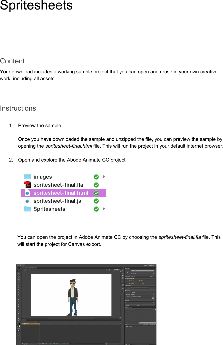 Spritesheets Instructions