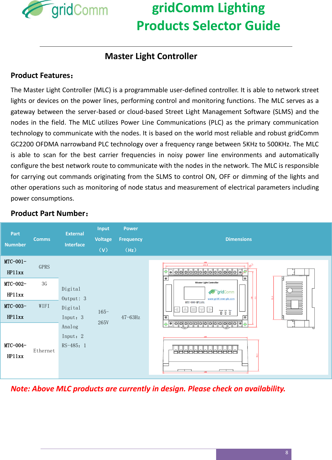 GridComm Products Selector Guide Street Lights Solutn V1.0