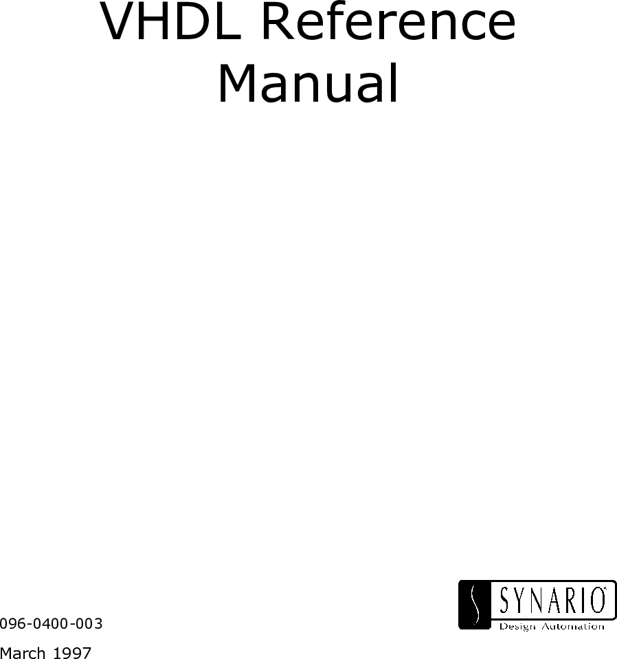 VHDL_REF Synario VHDL Manual