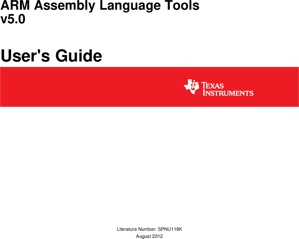 Arm Assembly Language Tools V50 Users Guide Rev K Ti Assembler Manual