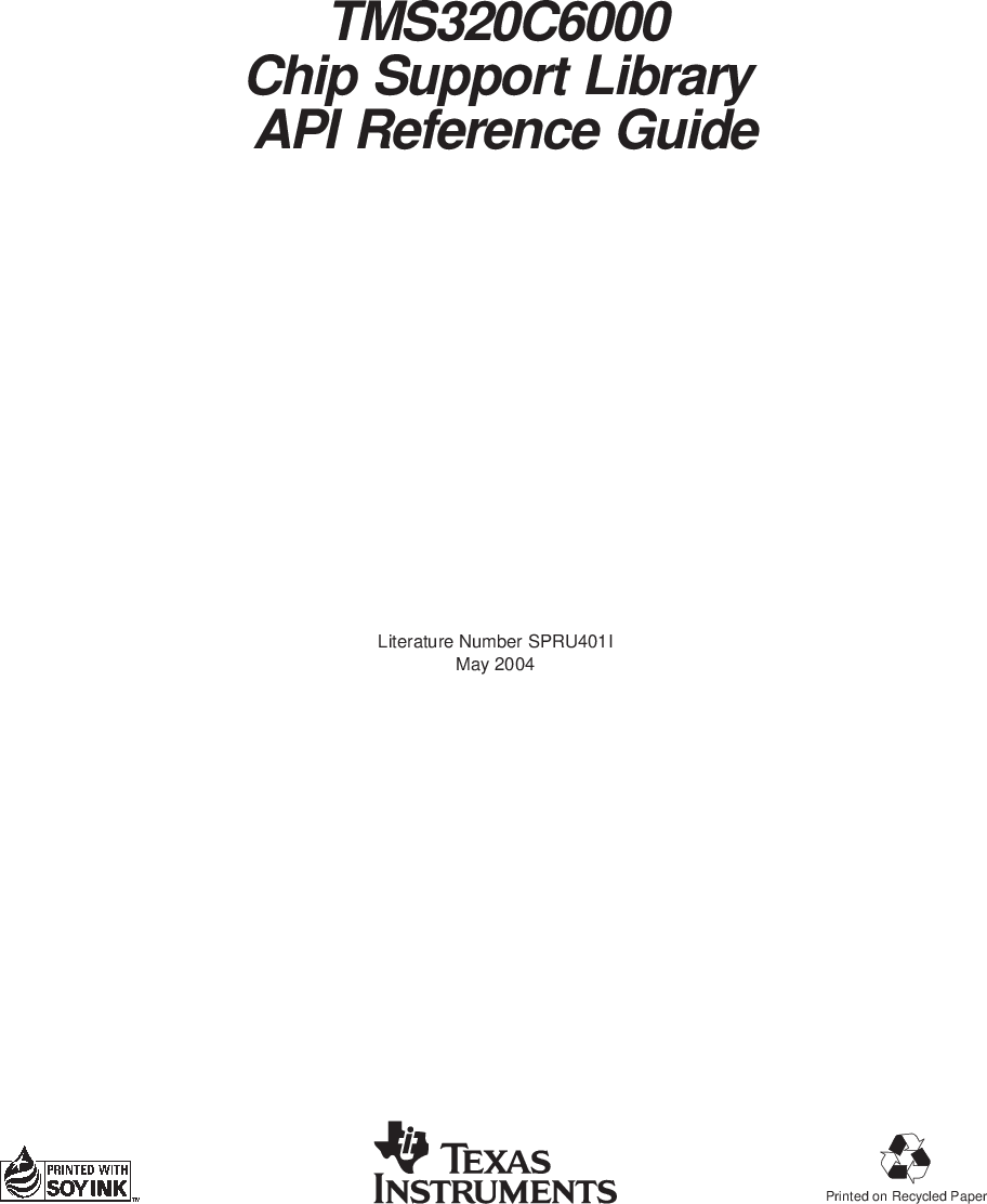 Tms320c6000 Chip Support Library Api Reference Guide Rev I Csl
