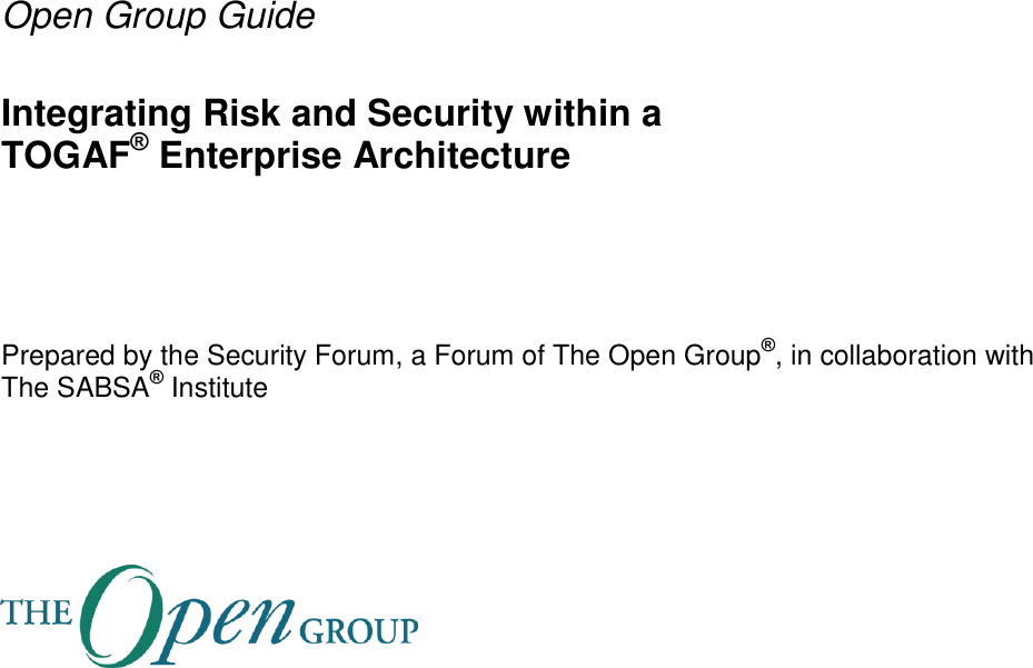 TOGAF Security Guide Risk
