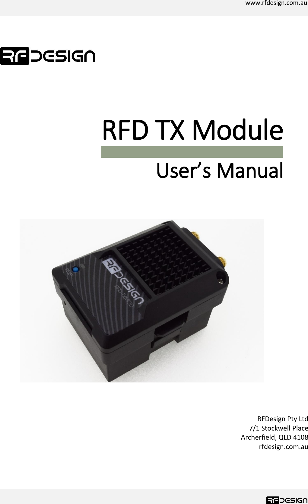 RFDesign RFD900x TX Module User Manual V1.0