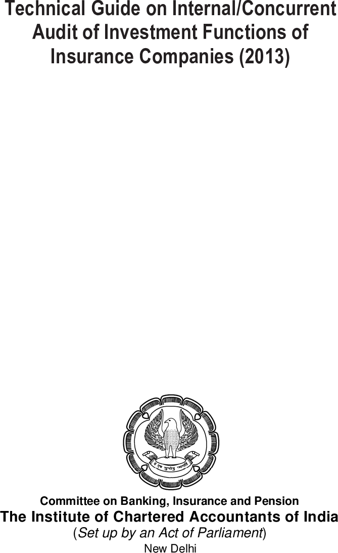 Technical Guide 31 5 13 on Internal Concurrent Audit of Investment Functions Insurance Companies ...