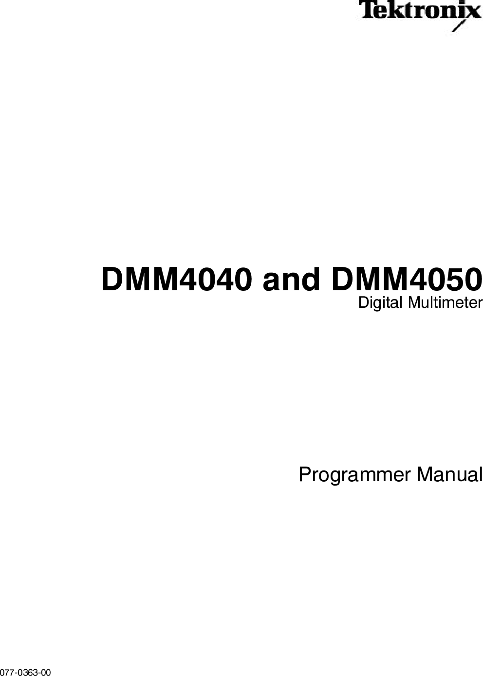 DMM4040 And DMM4050 Digital Multimeter Programmer Tektronix Programming ...