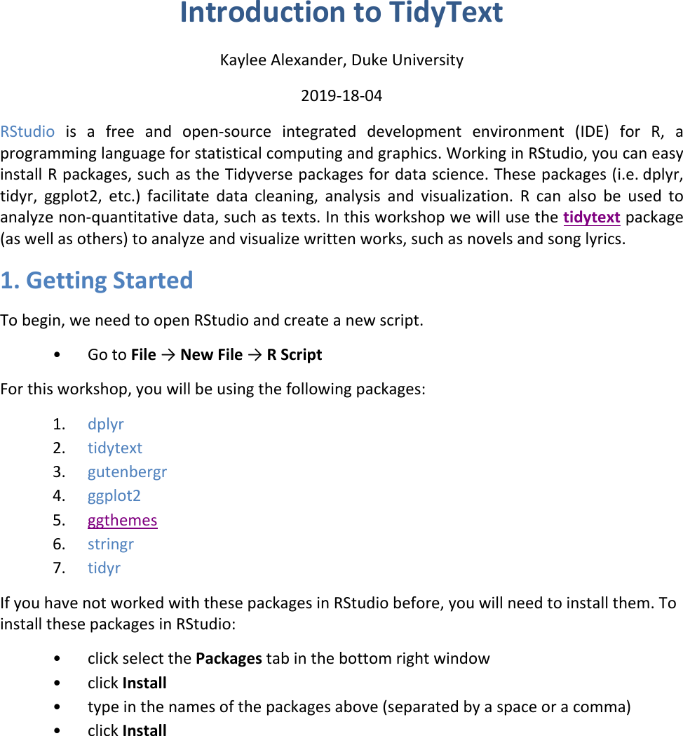 Tidy Text Instructions