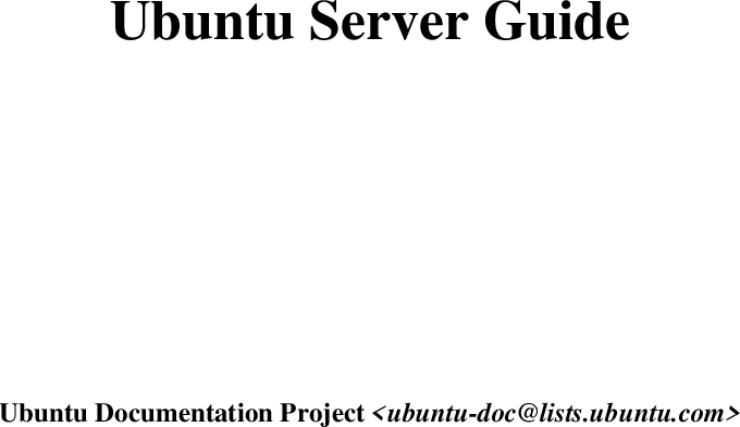 Ubuntu Server Guide