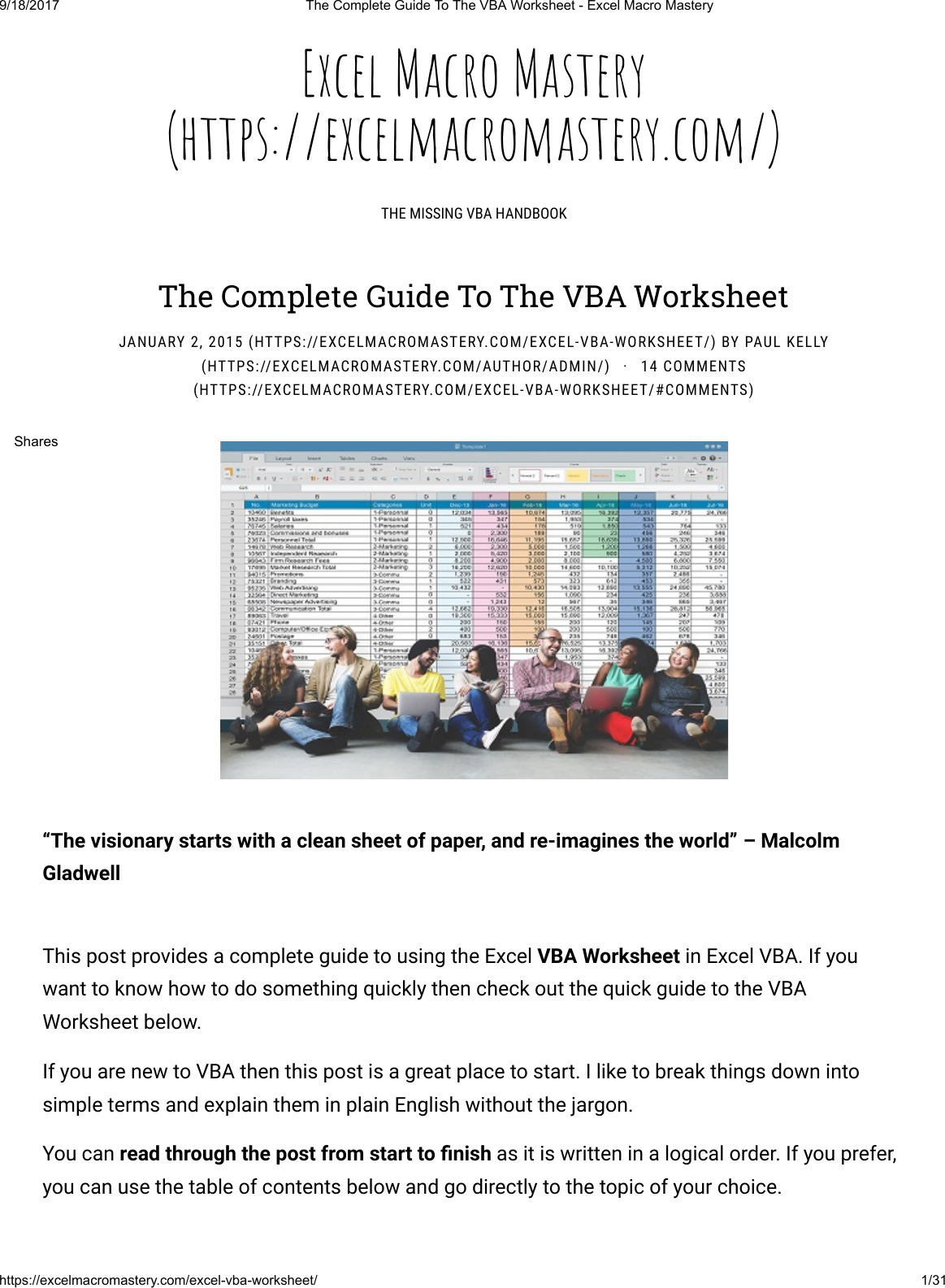 VBA Work SHEET Guide
