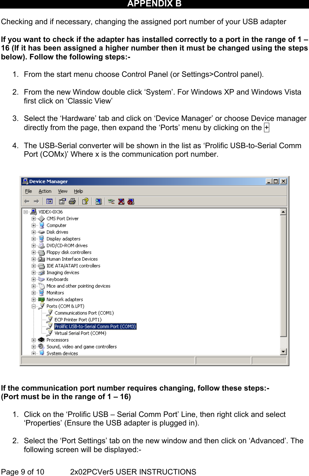 VX2202 Digital Door Panel PC Interface Software VX2200 Prog Guide