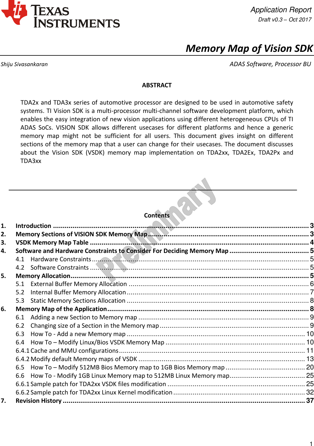 Application Report Vision SDK User Guide Memory Map