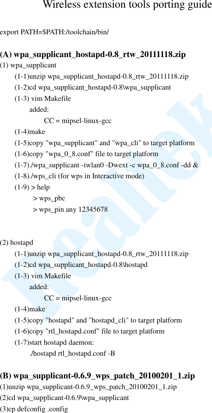Wireless Tools Porting Guide