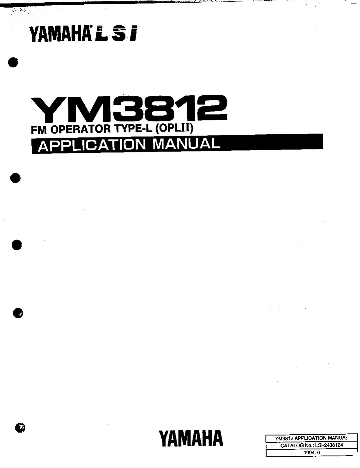 Yamaha YM3812 Application Manual
