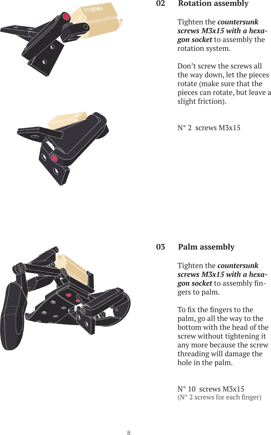 Youbionic Hand Handbook Assembly Instructions