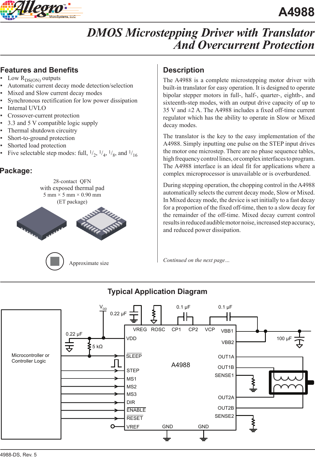 A4988 Datasheet. Www.s manuals.com. R5 Allegro