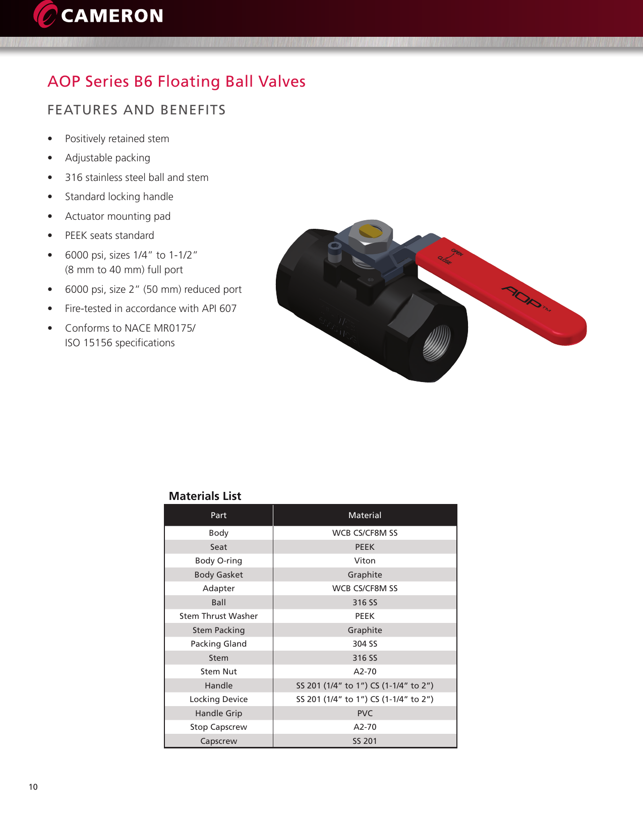 AOP B Series Floating Ball Valves brochure