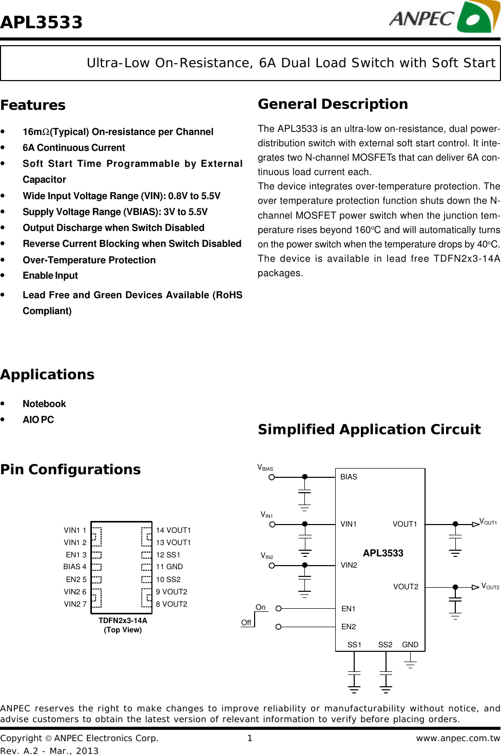APL3533 Datasheet. Www.s manuals.com. Ra.2 Anpec