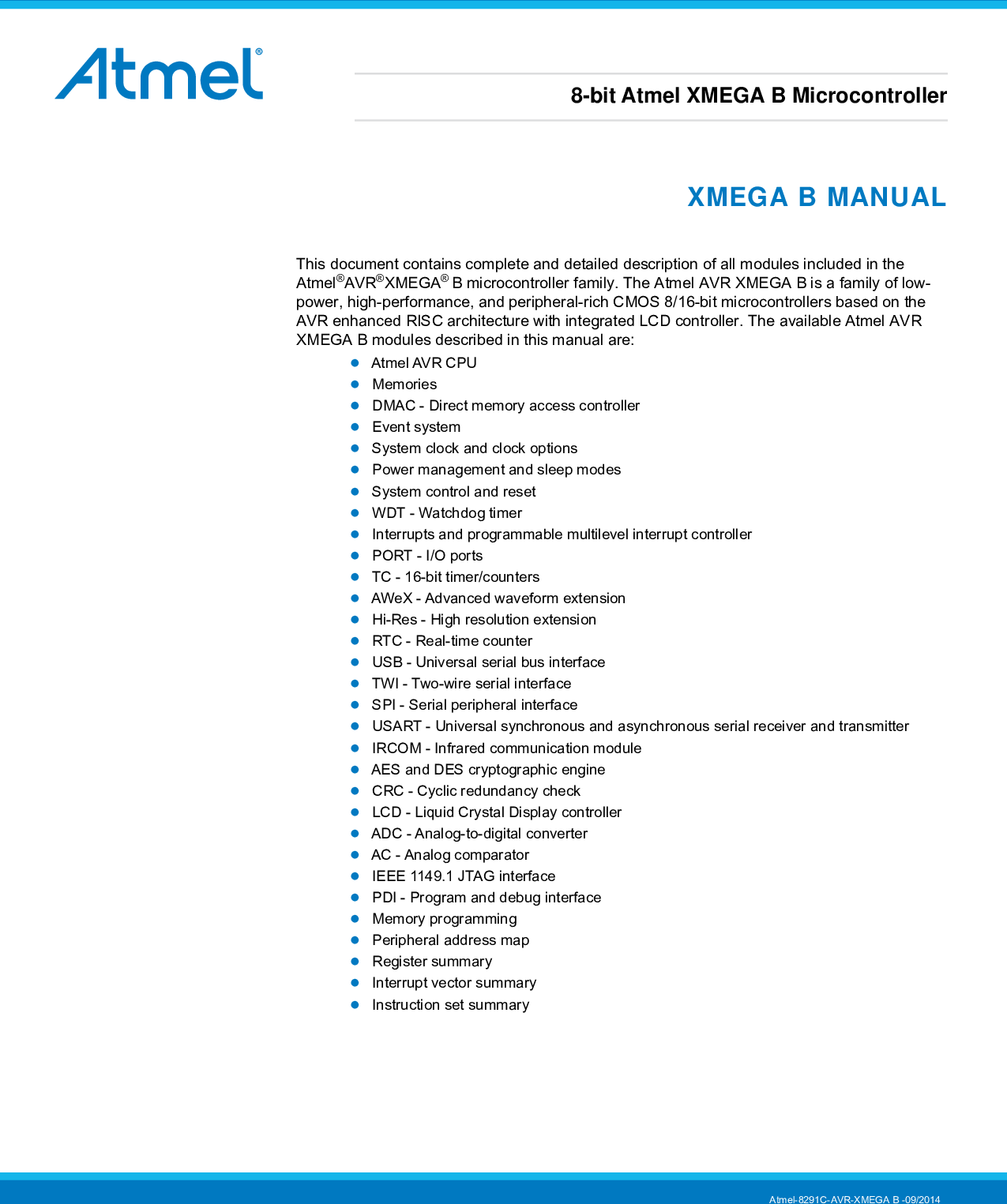 Atmel AVR XMEGA B Manual Atxmega