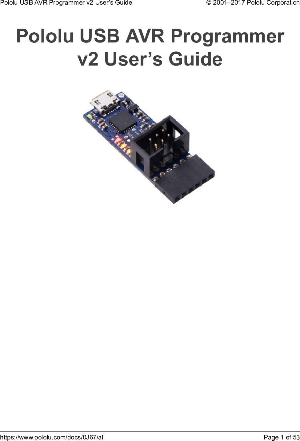 Pololu Usb Avr Programmer V2 Users Guide User 8977