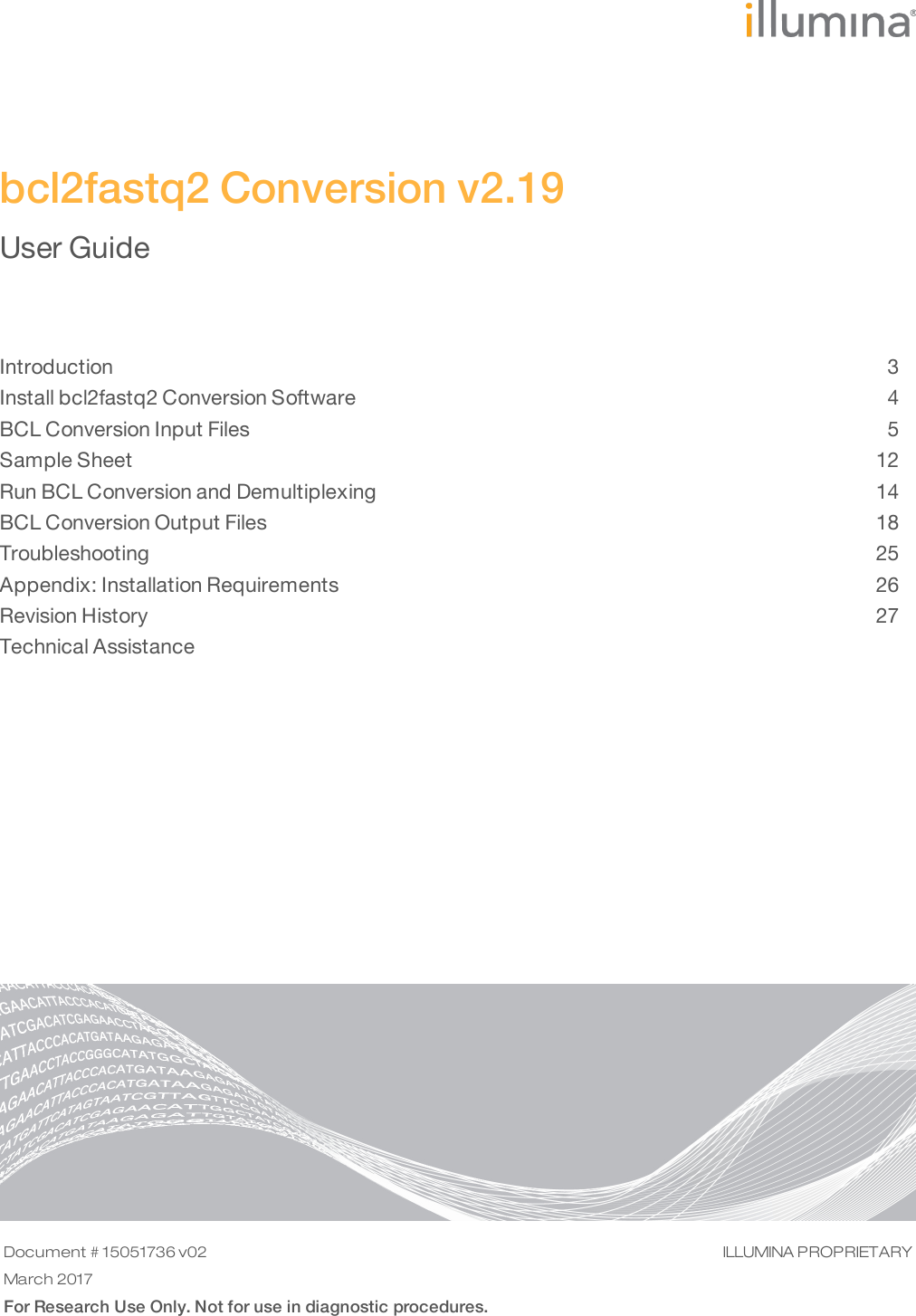 Bcl2fastq2 Conversion Software V2.19 User Guide 15051736 V2