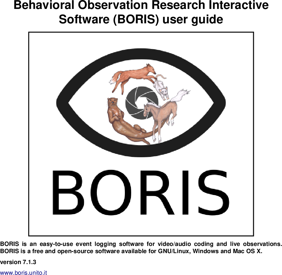 Behavioral Observation Research Interactive Software (BORIS) User Guide ...