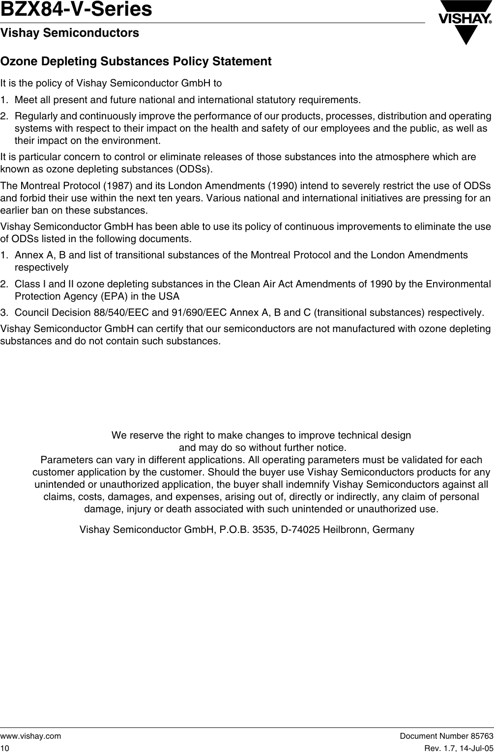 BZX84 V Series Datasheet. Www.s manuals.com. Vishay