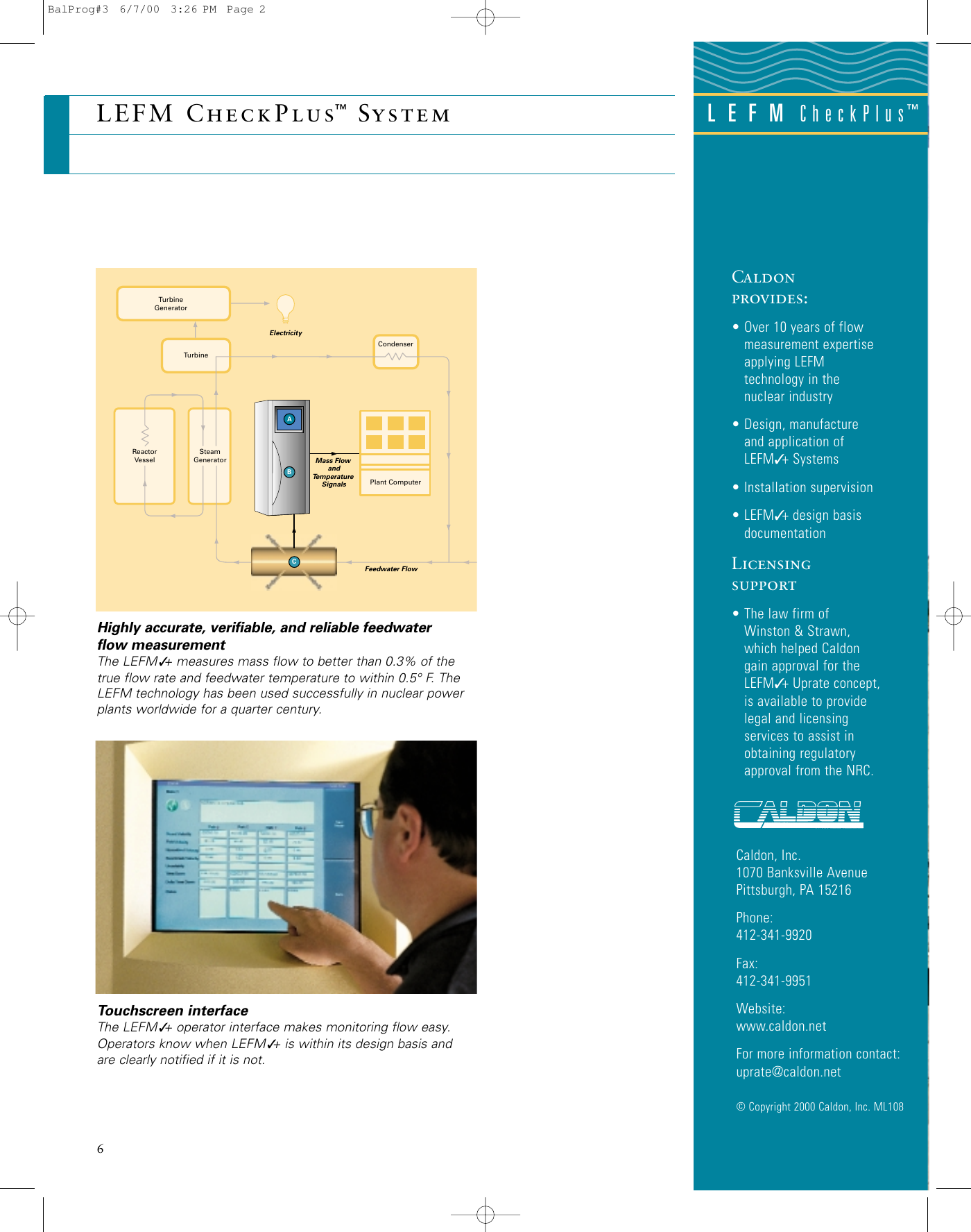 CALDON Check Plus User Summary Brochure checkplus program