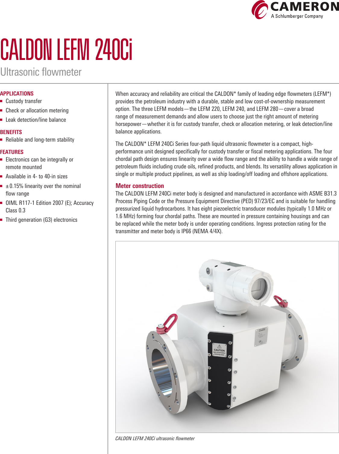 CALDON LEFM 240Ci Liquid Ultrasonic Flowmeter Data Sheet