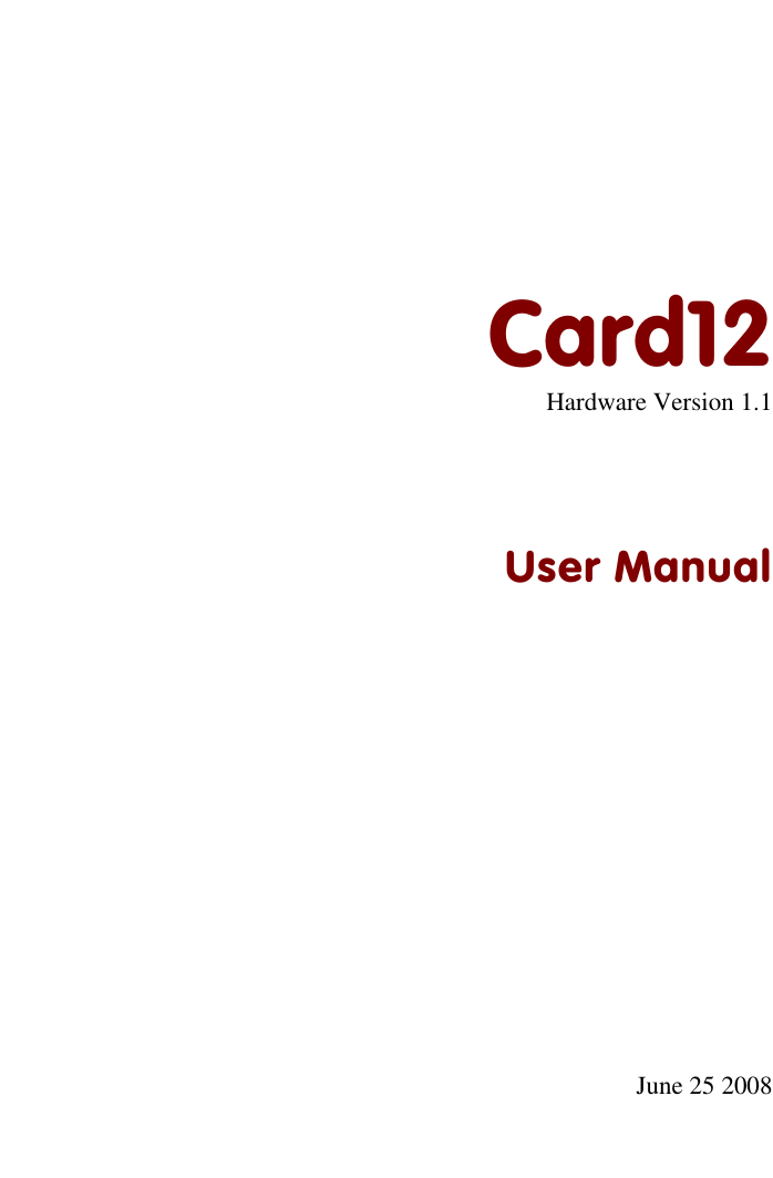Card12 V1.1 Manual EN Card12v11