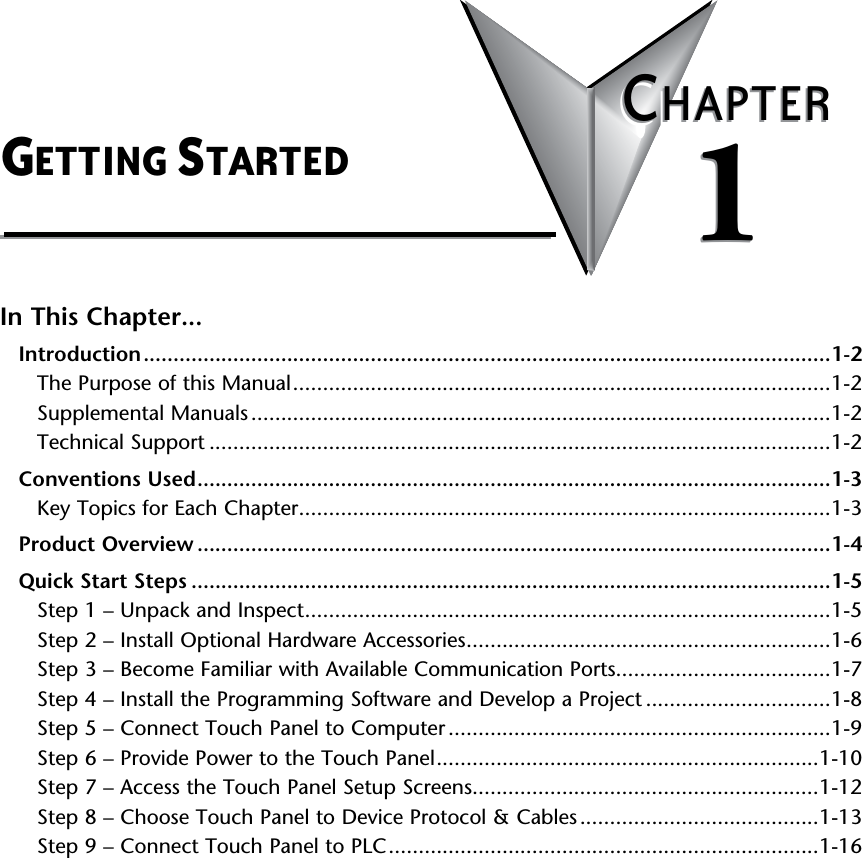 C more Hardware User Manual Getting Started Chapter 1 Ch1