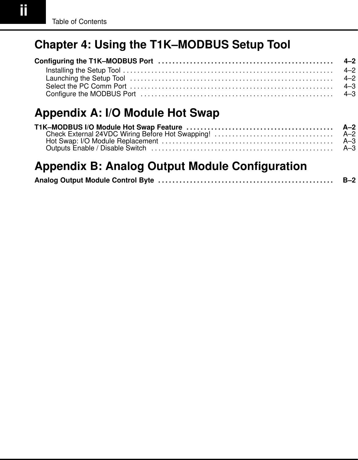 Table Of Contents