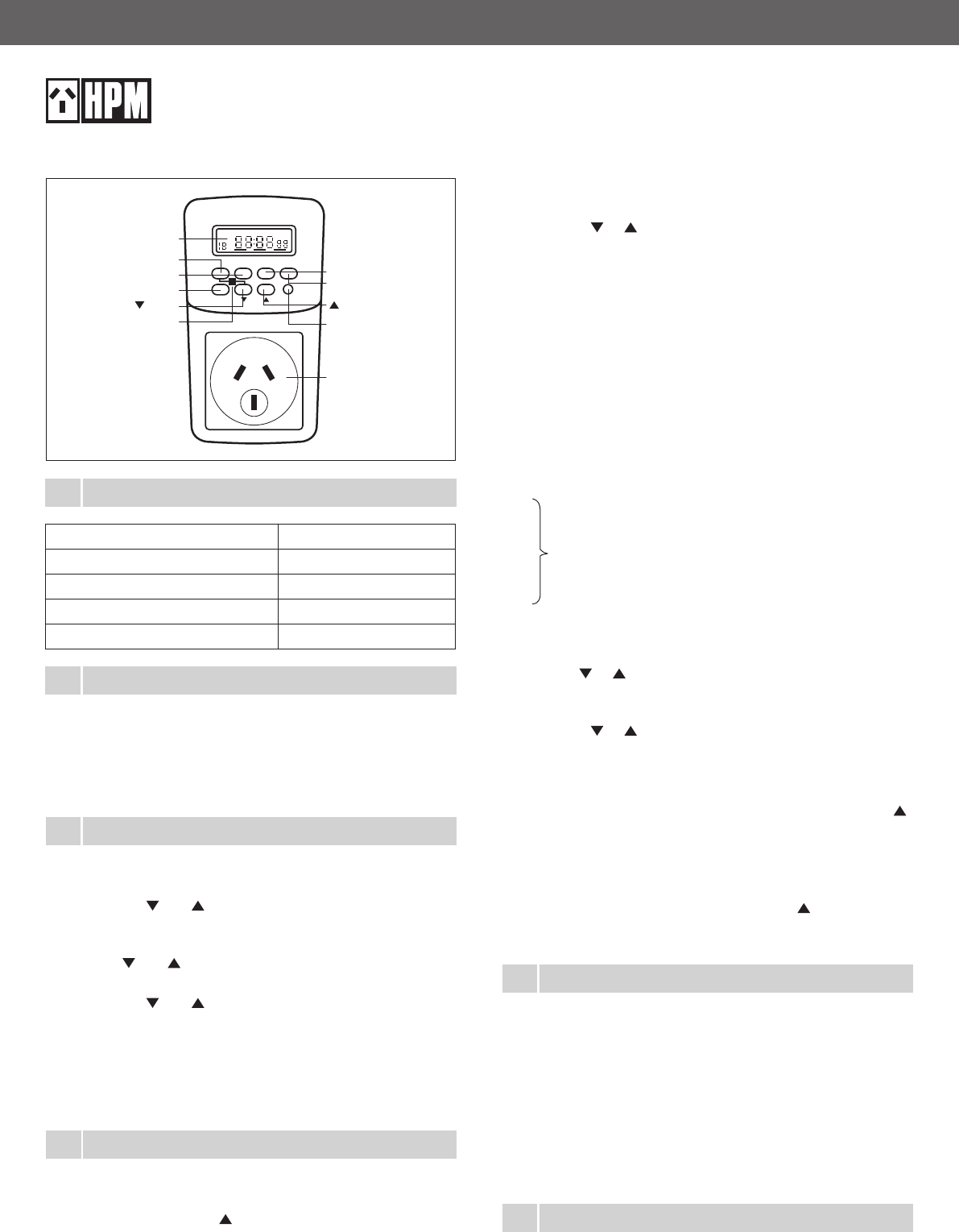 D817 2 Hpm 7 Day Digital Timer Instruction Sheet