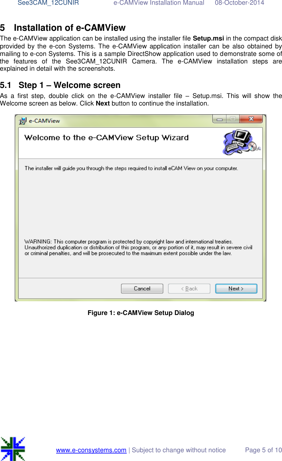 E CAMView Installation Manual For See3CAM_10CUG_1_3 con See3CAM 12CUNIR Windows SW Guide