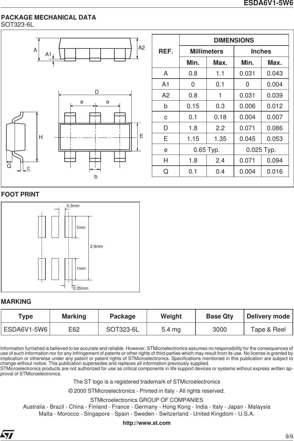ESDA6V1 5W6 Datasheet. Www.s manuals.com. St