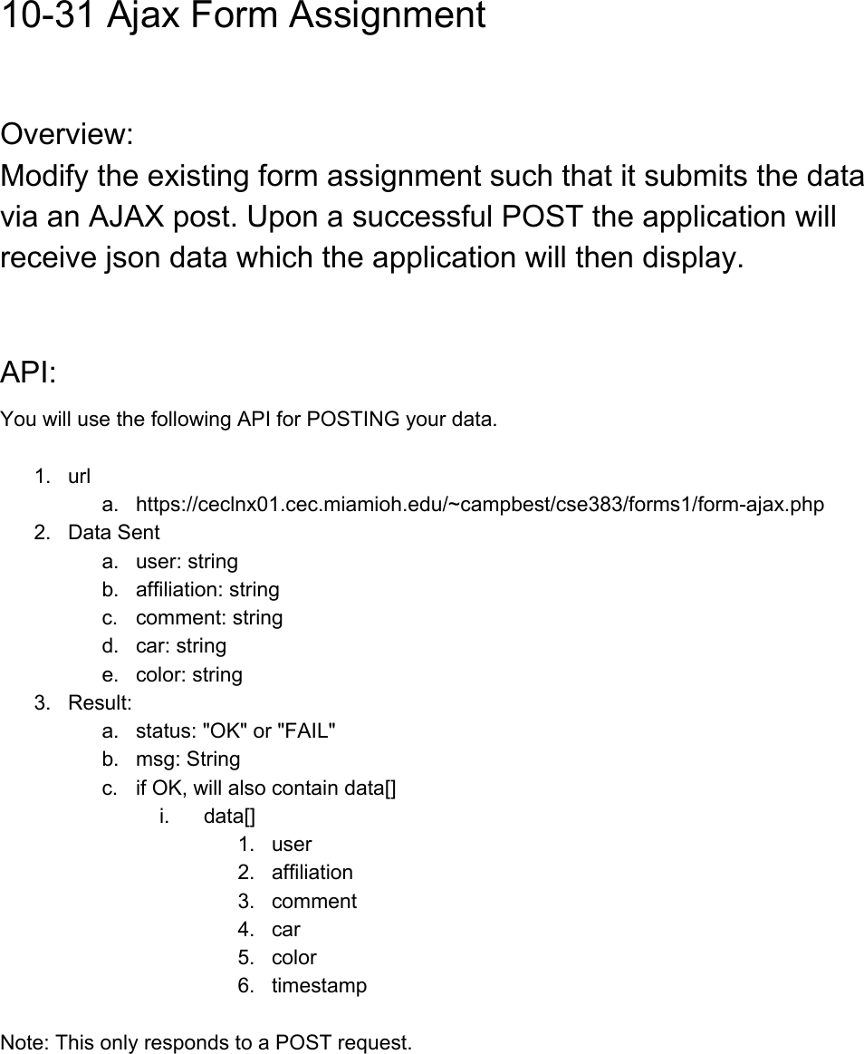Form ajax Instructions