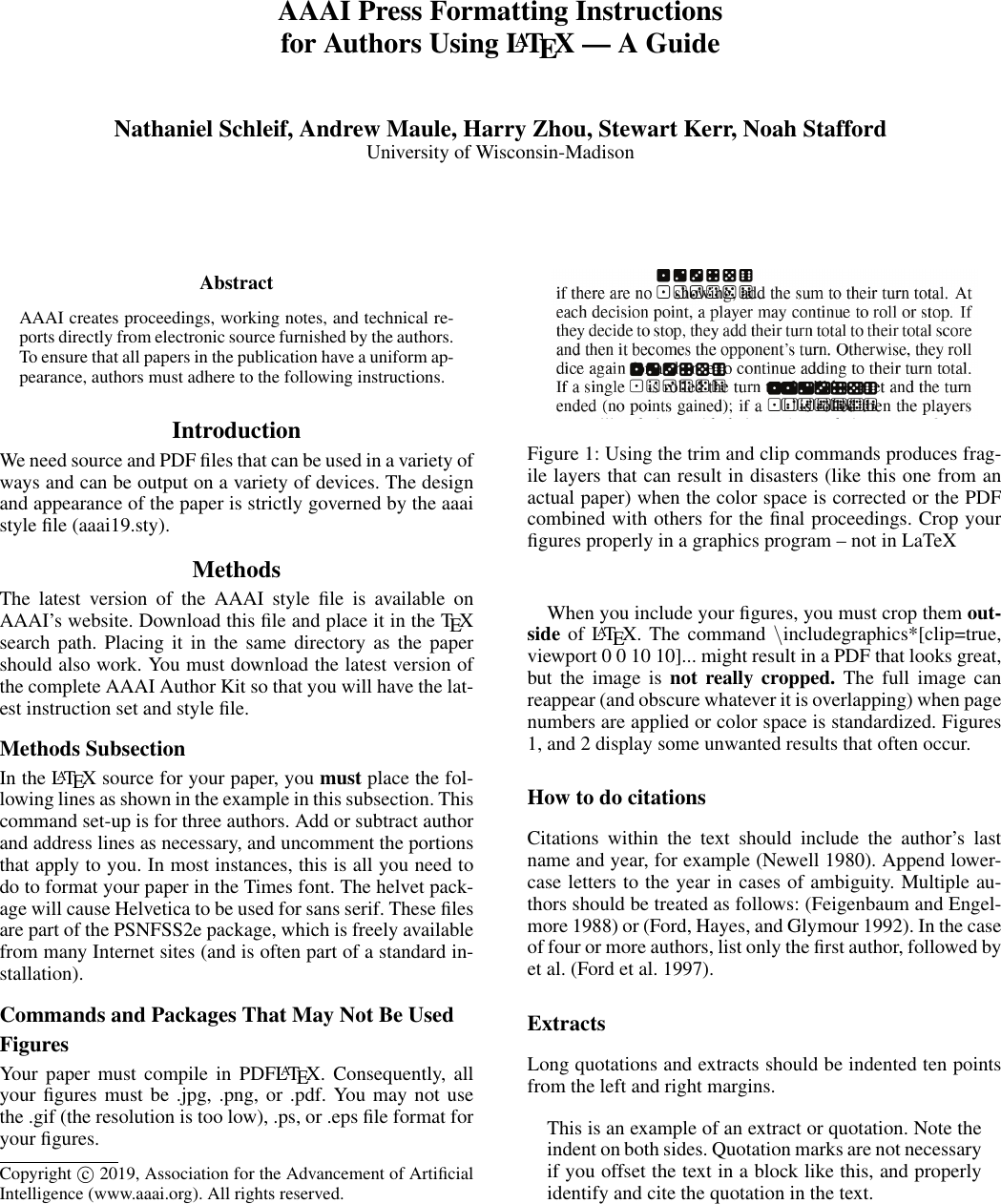 AAAI Press Formatting Instructions For Authors Using LaTeX A Guide 2019