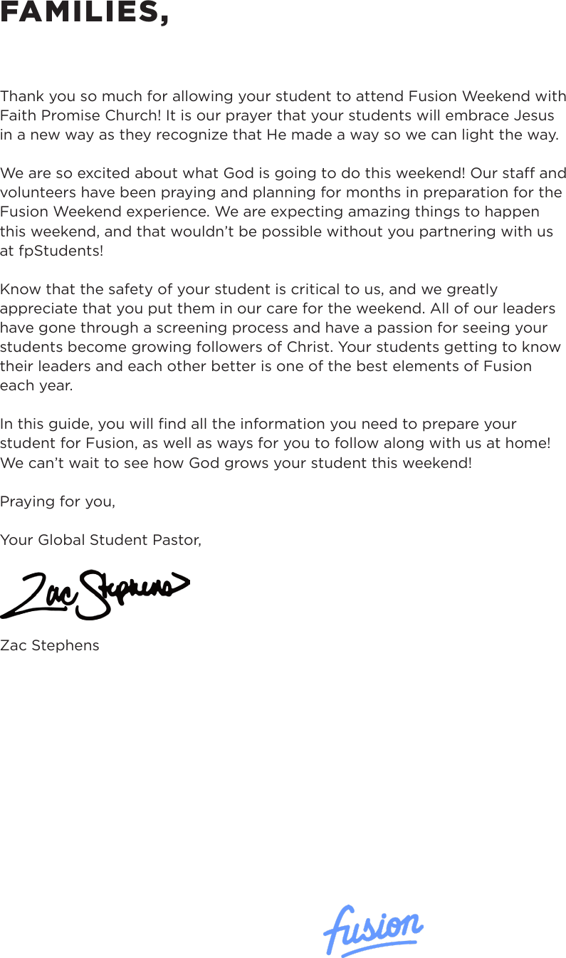 Fusion parent guide