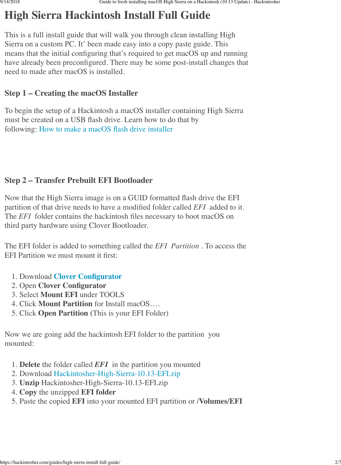 Hackintosher.com High sierra install full guide