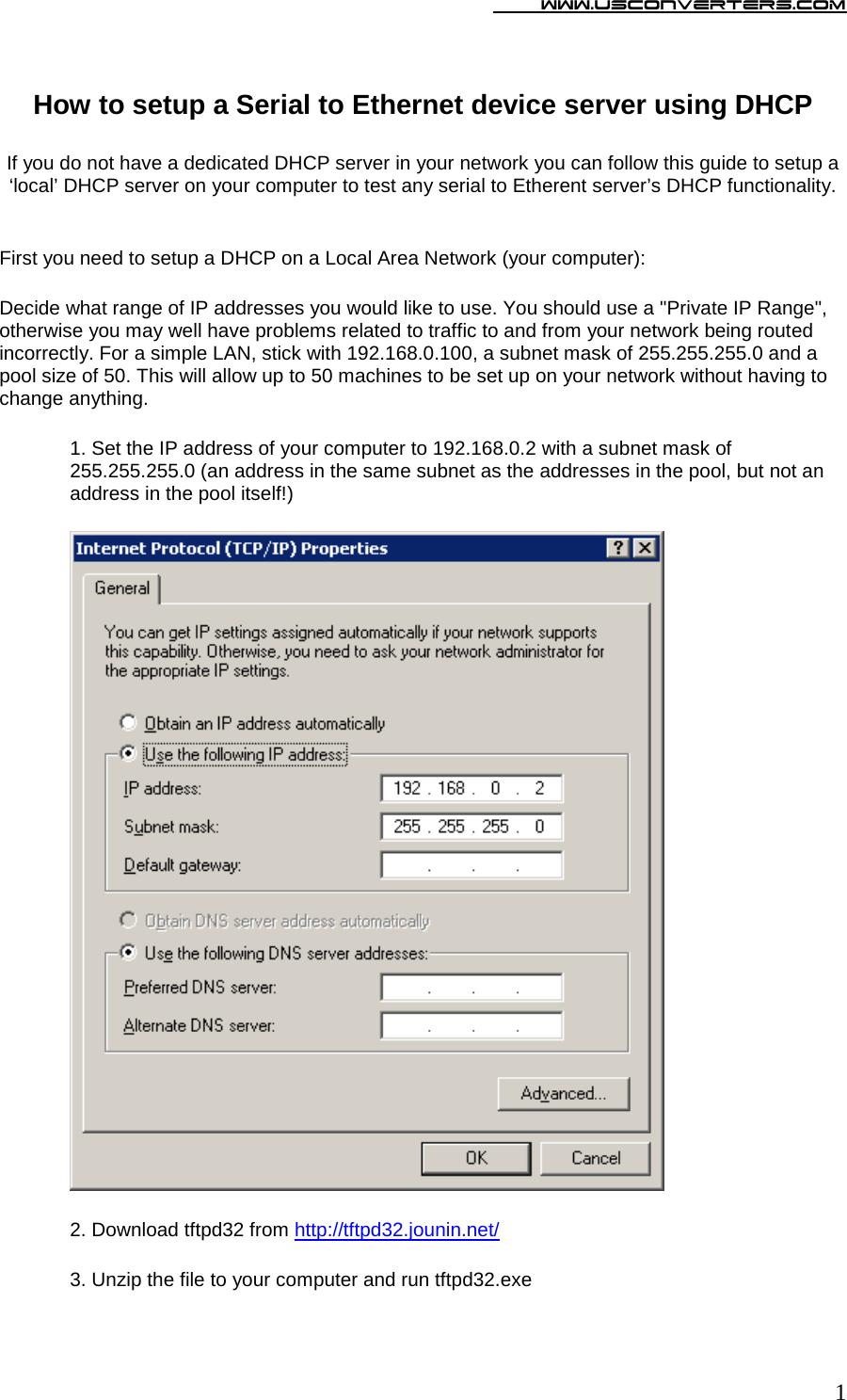 How To Set Up DHCP On A Local Area Network setup Serial Ethernet server