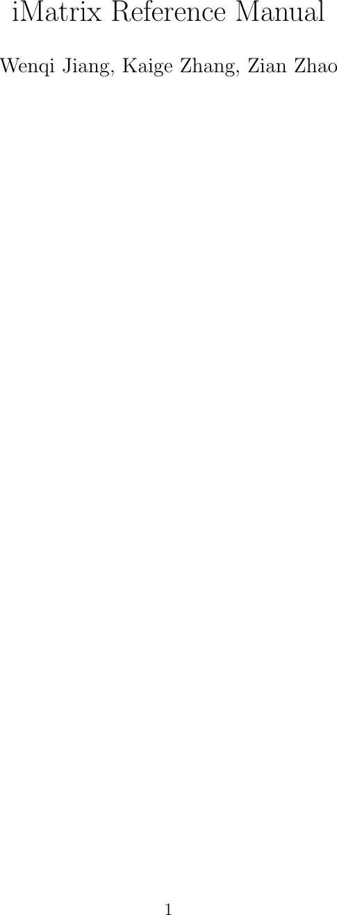 I Matrix Reference Manual