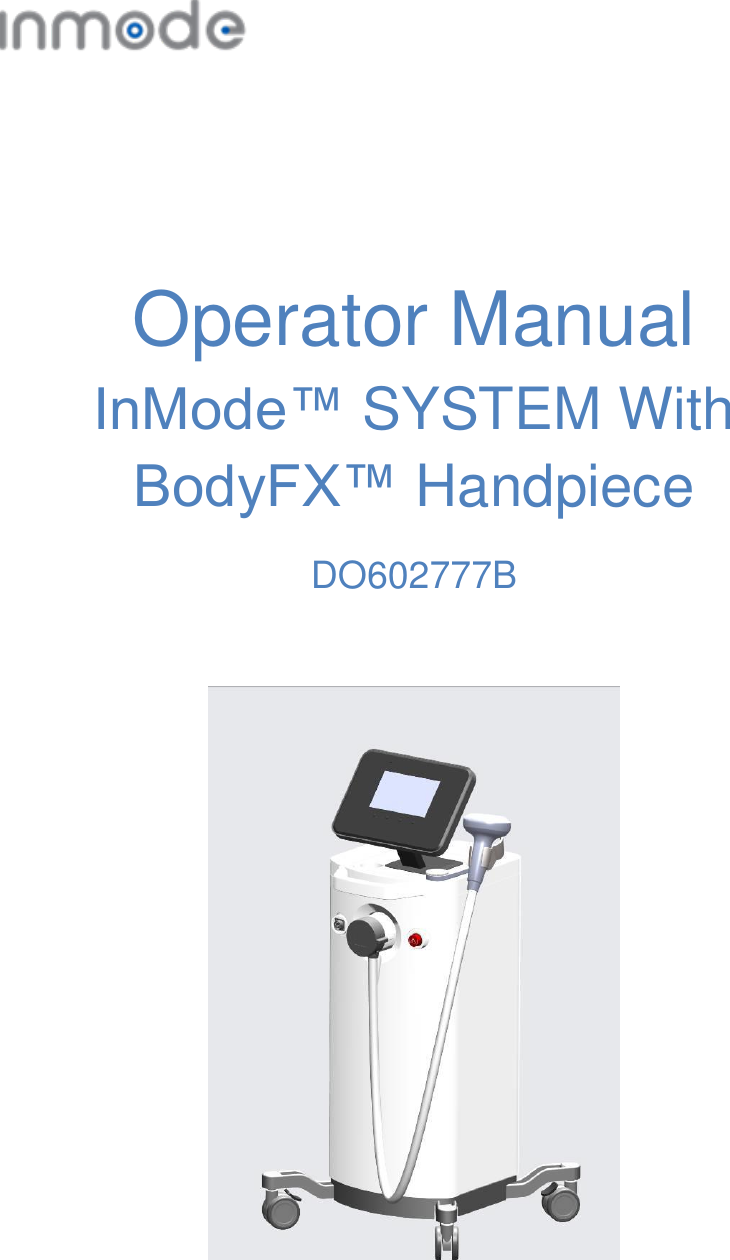Inmode bodyfx operator manual 1213 a