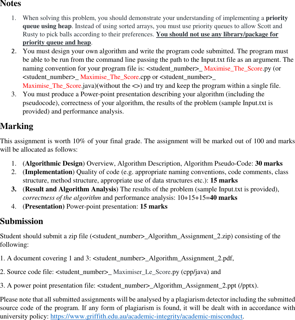 Computing Algorithms Assignment 2 X Instructions