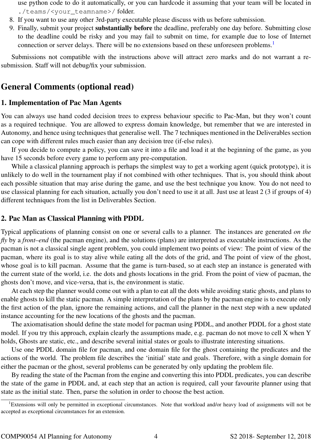 COMP90054 AI Planning For Autonomy 2018 Project 2: Con: Pacman Capture The Flag Instructions