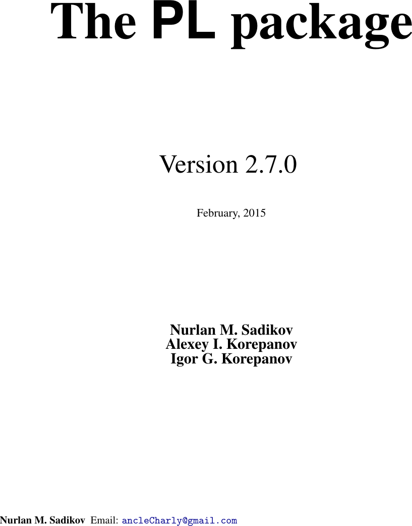 The PL Package Manual